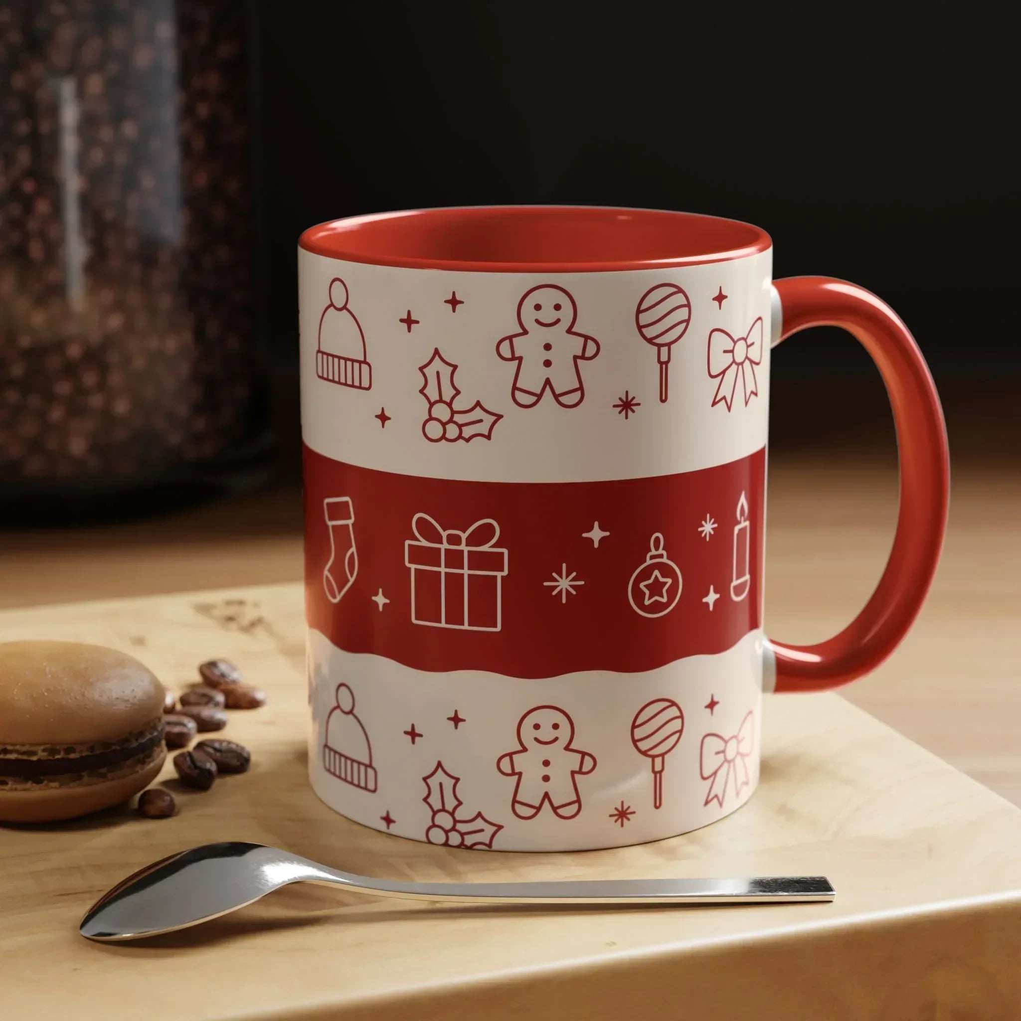 Holiday Cheer Icons Mug - Accent Coffee Mug (11, 15oz) | KARARMDESIGN