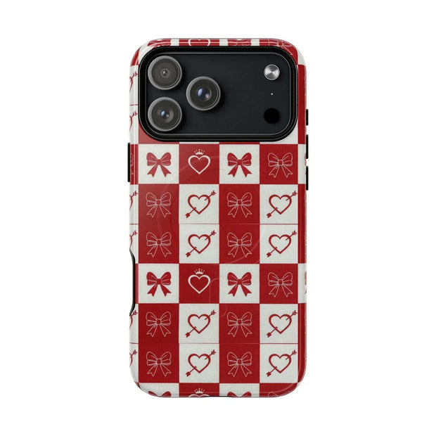 Romantic Checkered Phone Case | iPhone 13–17 | KARARMDESIGN