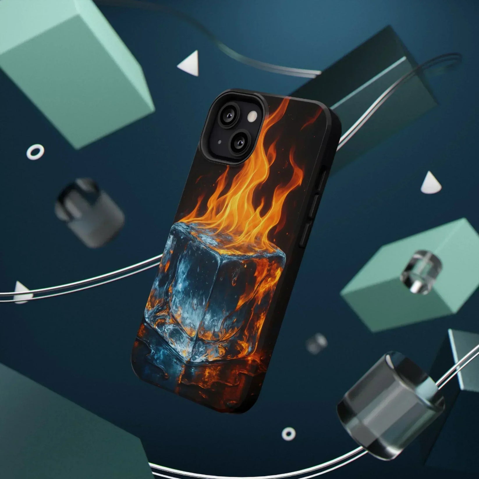 Flame Ice Phone Case | Bold Frost & Fire Design – KARARMDESIGN