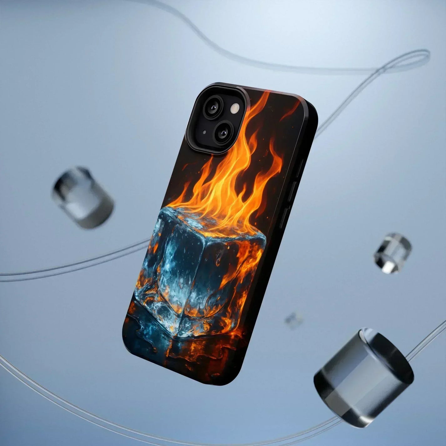 Flame Ice Phone Case | Bold Frost & Fire Design – KARARMDESIGN